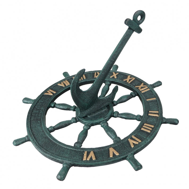 Metal Verdigris Finish Nautical Sun Dial with Anchor – The Useful Shop